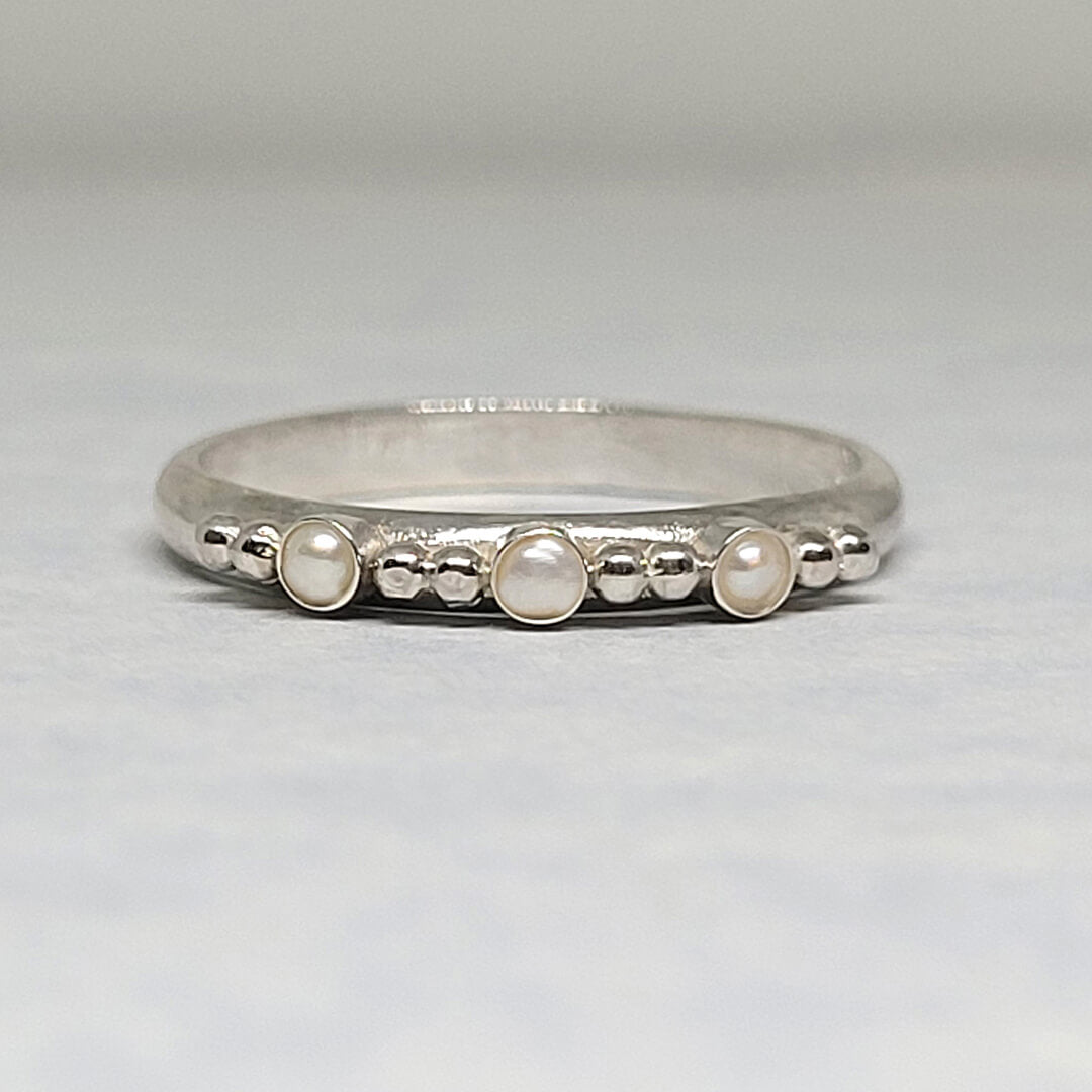 Pearl Band Ring in Sterling Silver Pearl Band Ring in Sterling Silver